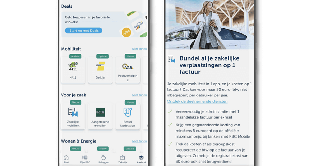 Zakelijke Mobiliteit: één app, één factuur in KBC Mobile